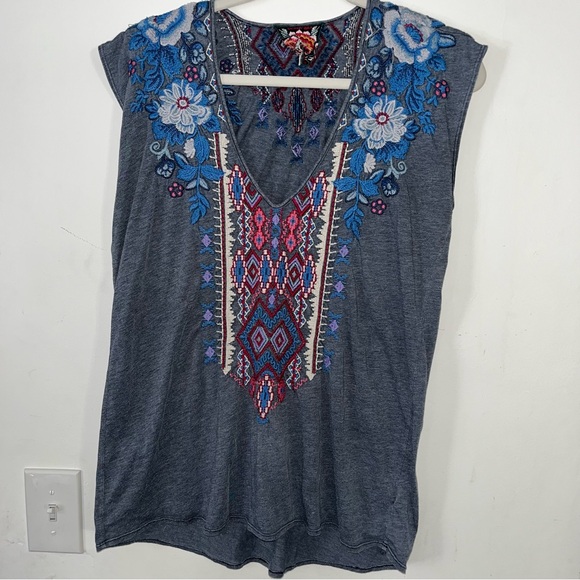 Johnny Was | Tops | Johnny Was Embroidered Tee Tank Large | Poshmark
